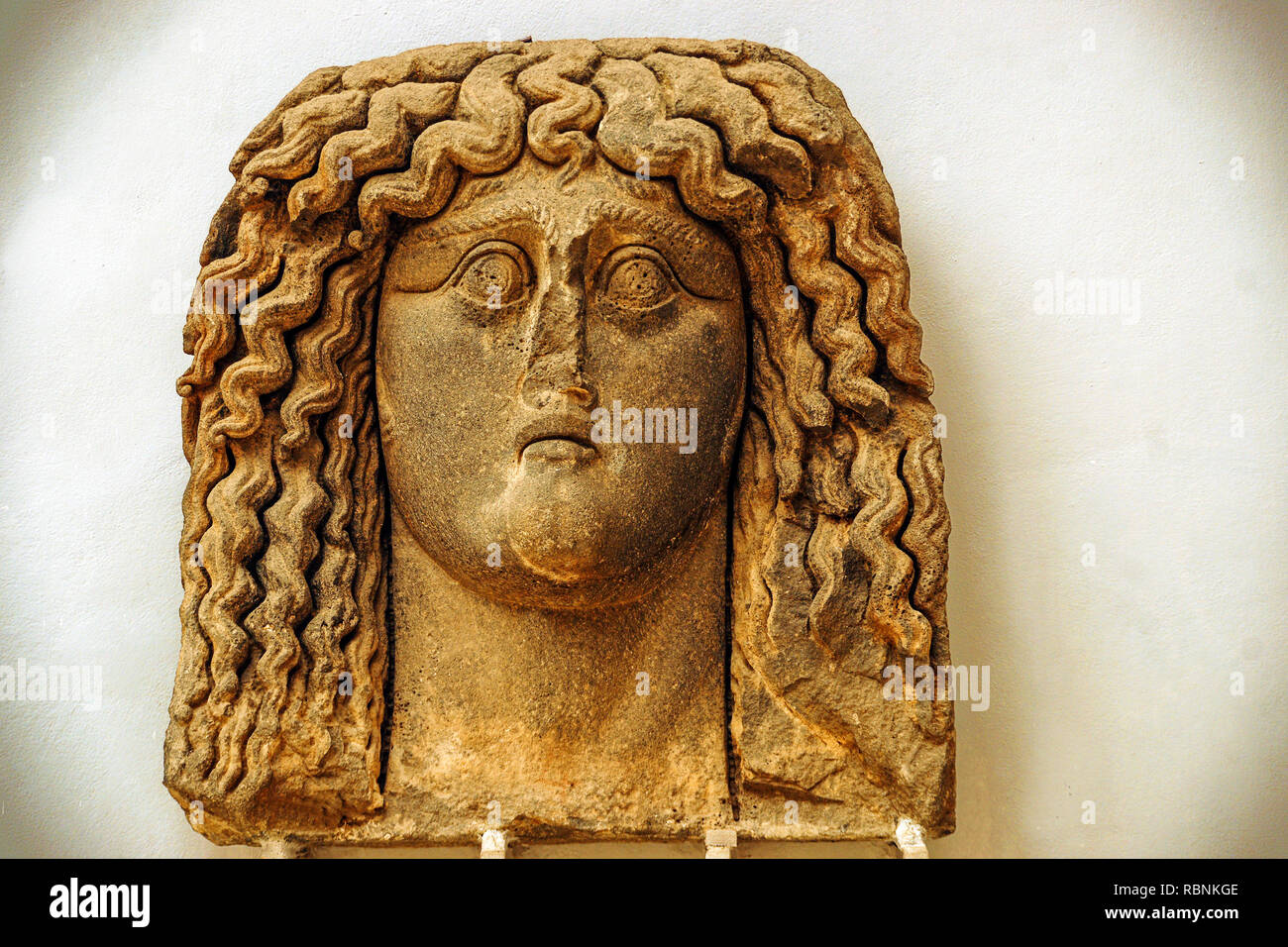 Museum of Suweida. Gigantic head of a woman. Hauran Suweida. Syria ...