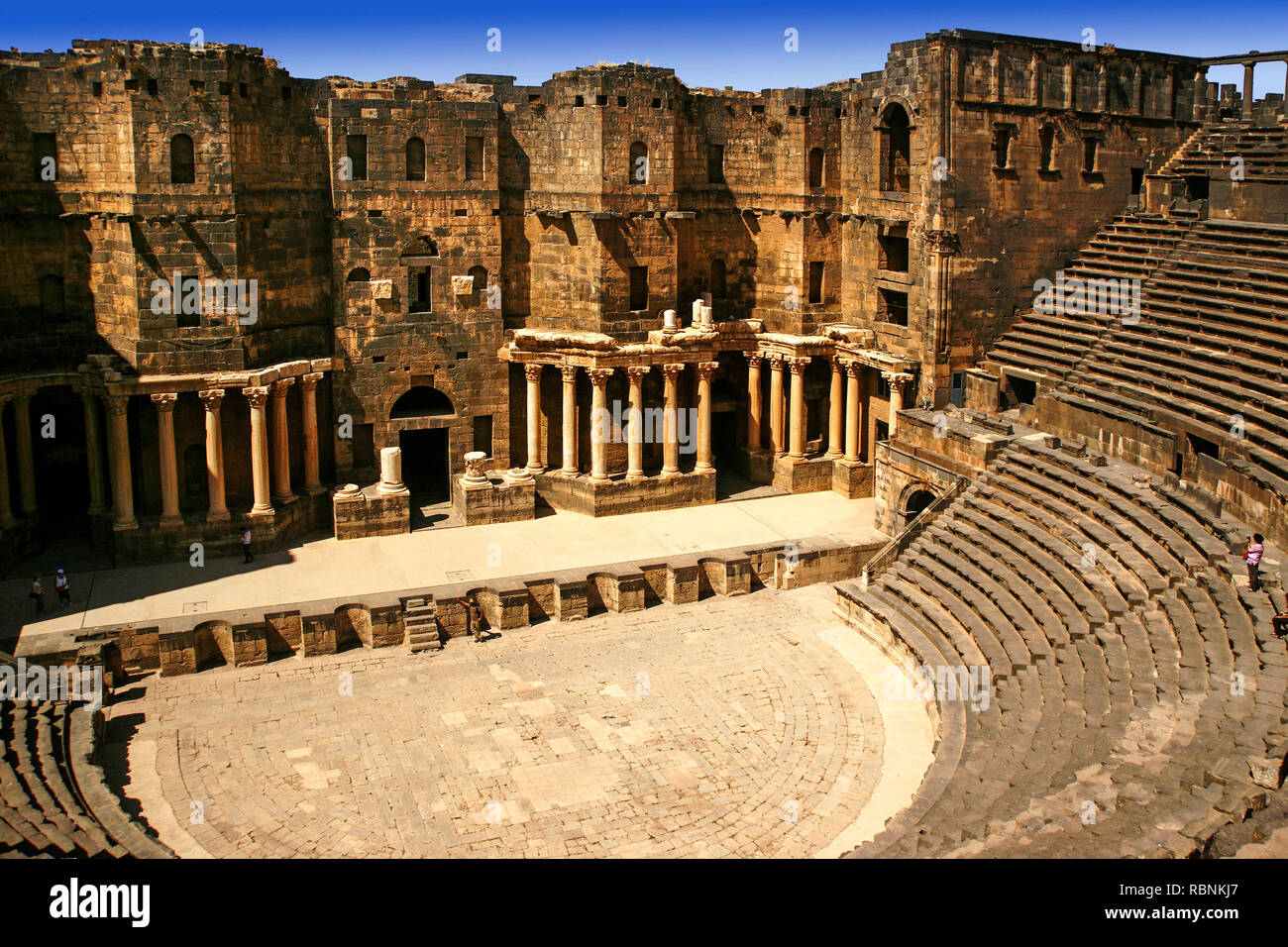 Roman Bosra theatre, Hauran Bosra. Syria, Middle East Stock Photo - Alamy