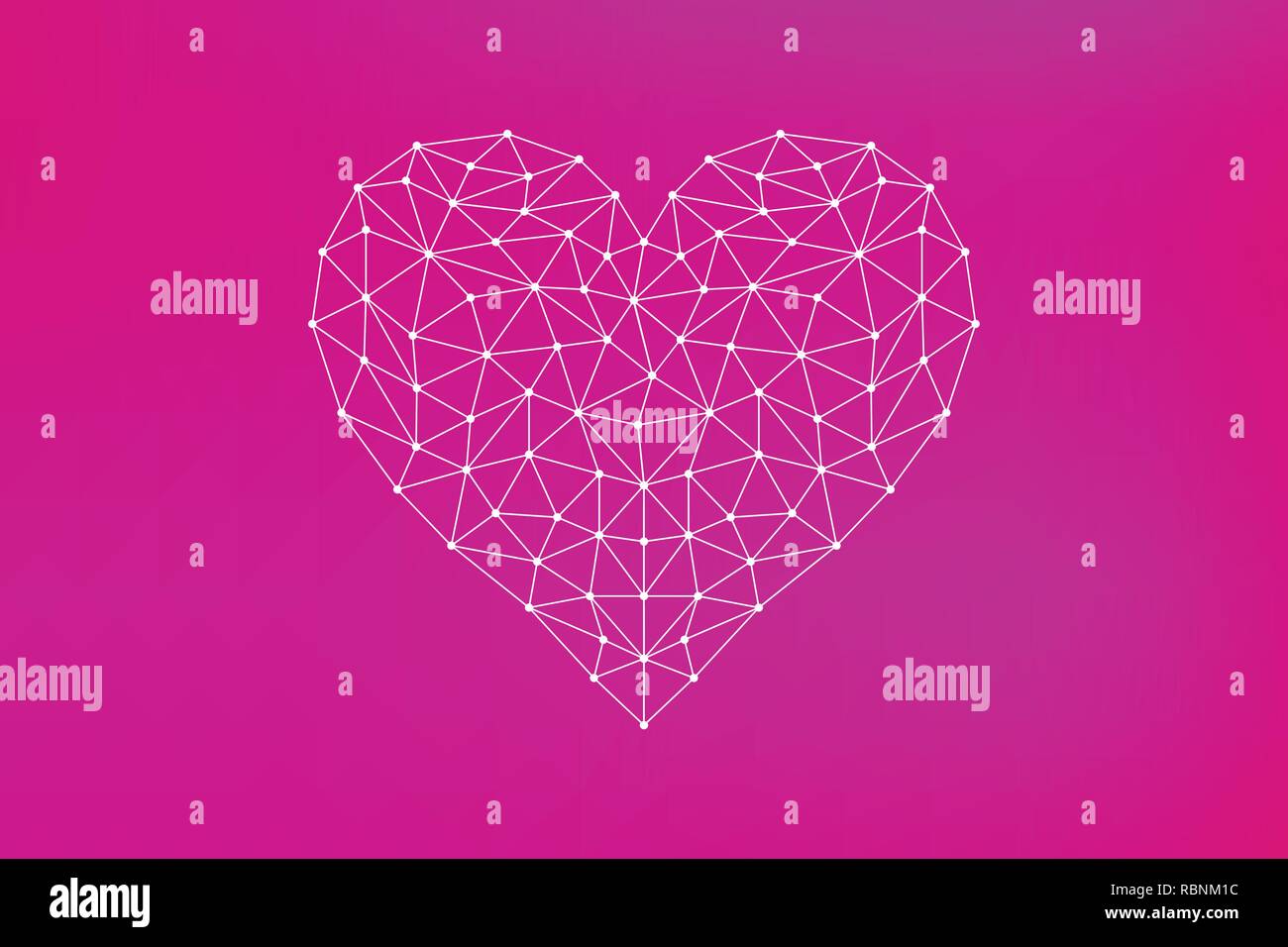 Abstract heart icon from lines and triangles, point connecting network ...