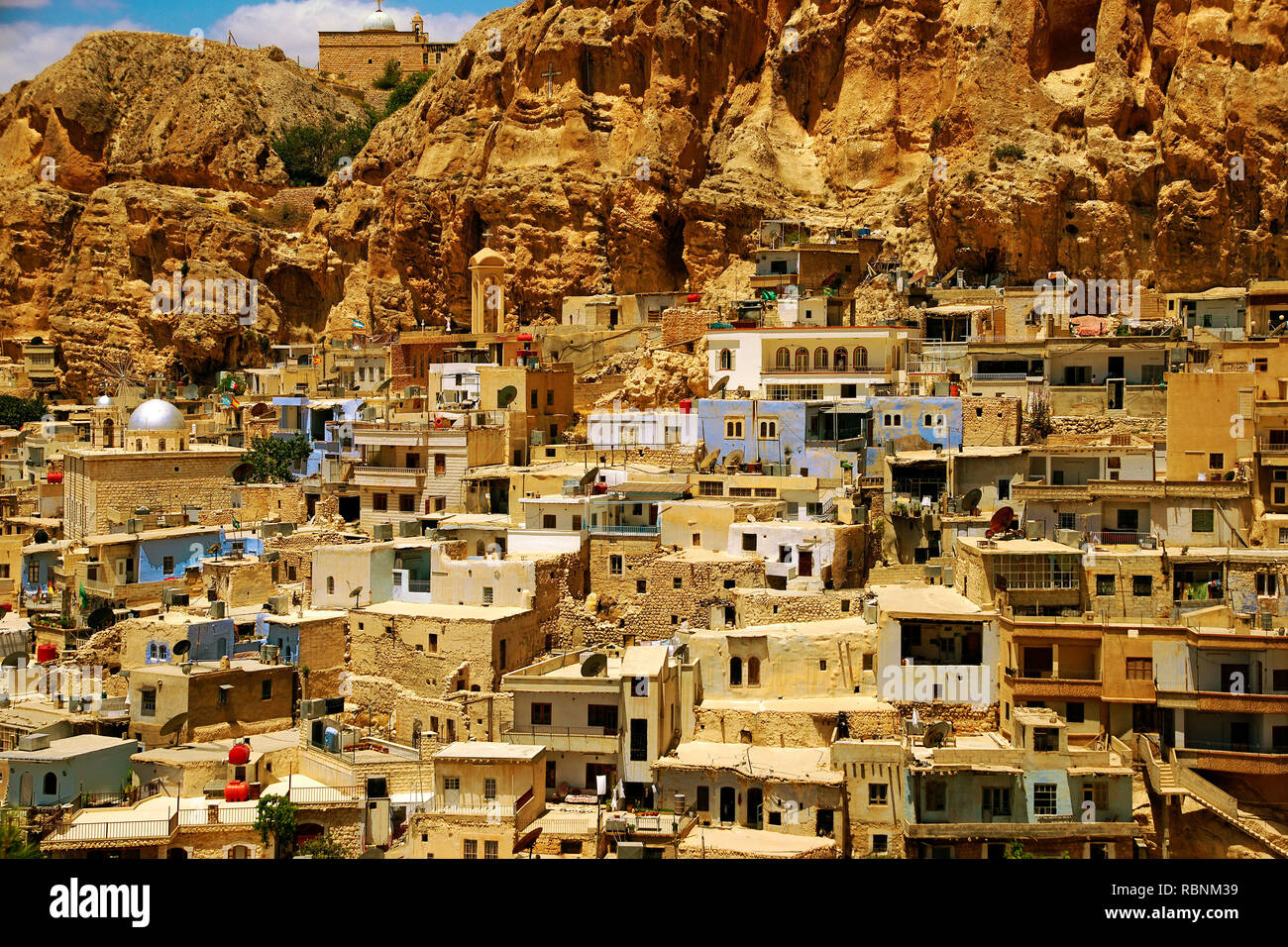 The village of Maaloula, on the top, the Monastery of Saint Sergius and ...