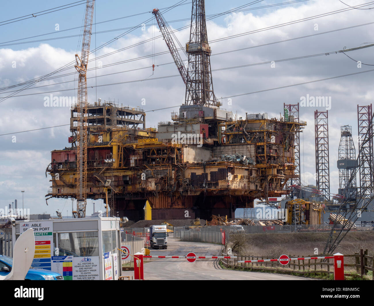 The Top Deck of Shell Brent offshore platform being dismantled and ...