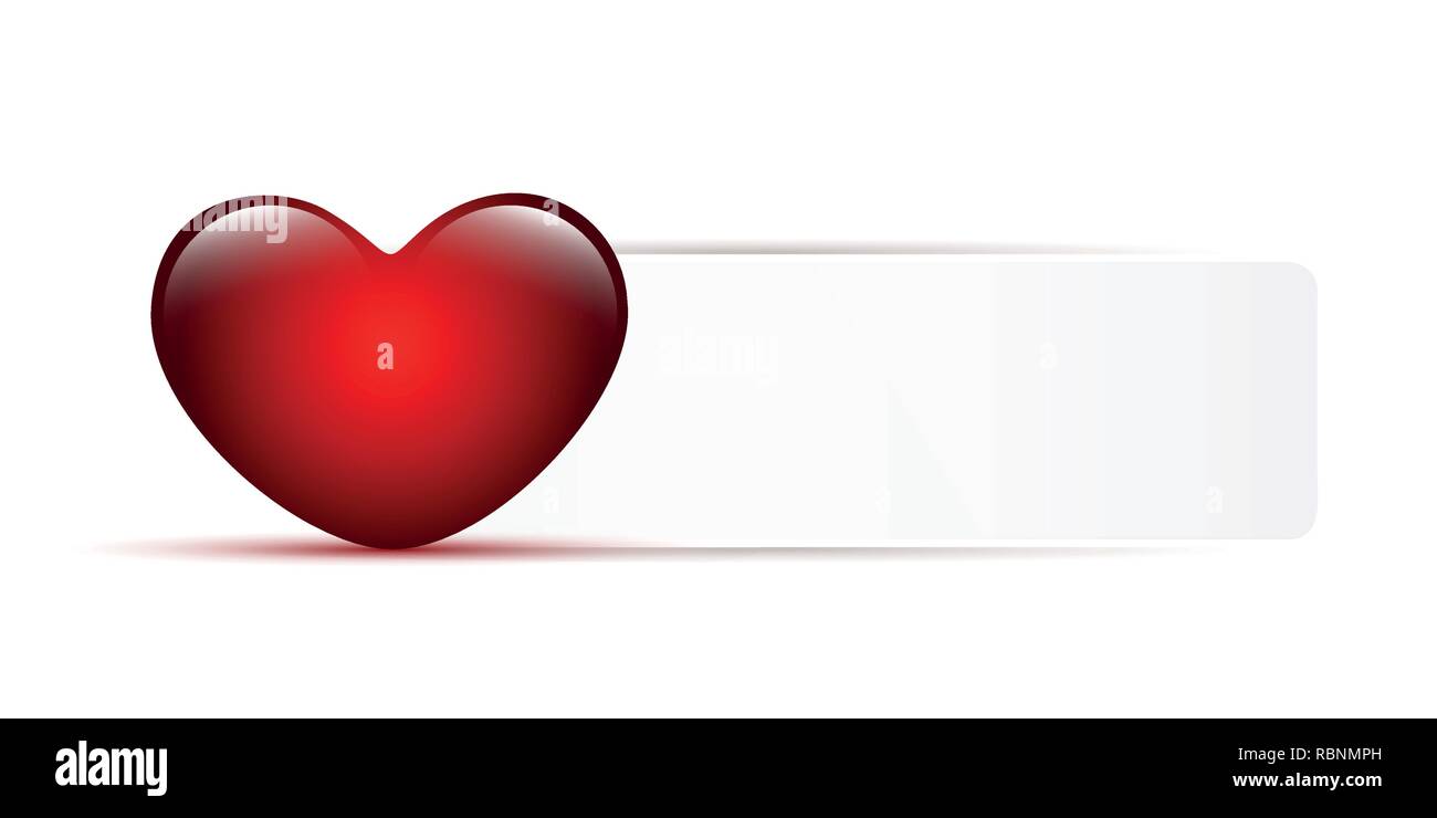 red shiny heart and white note with copy space for your message vector illustration EPS10 Stock ...