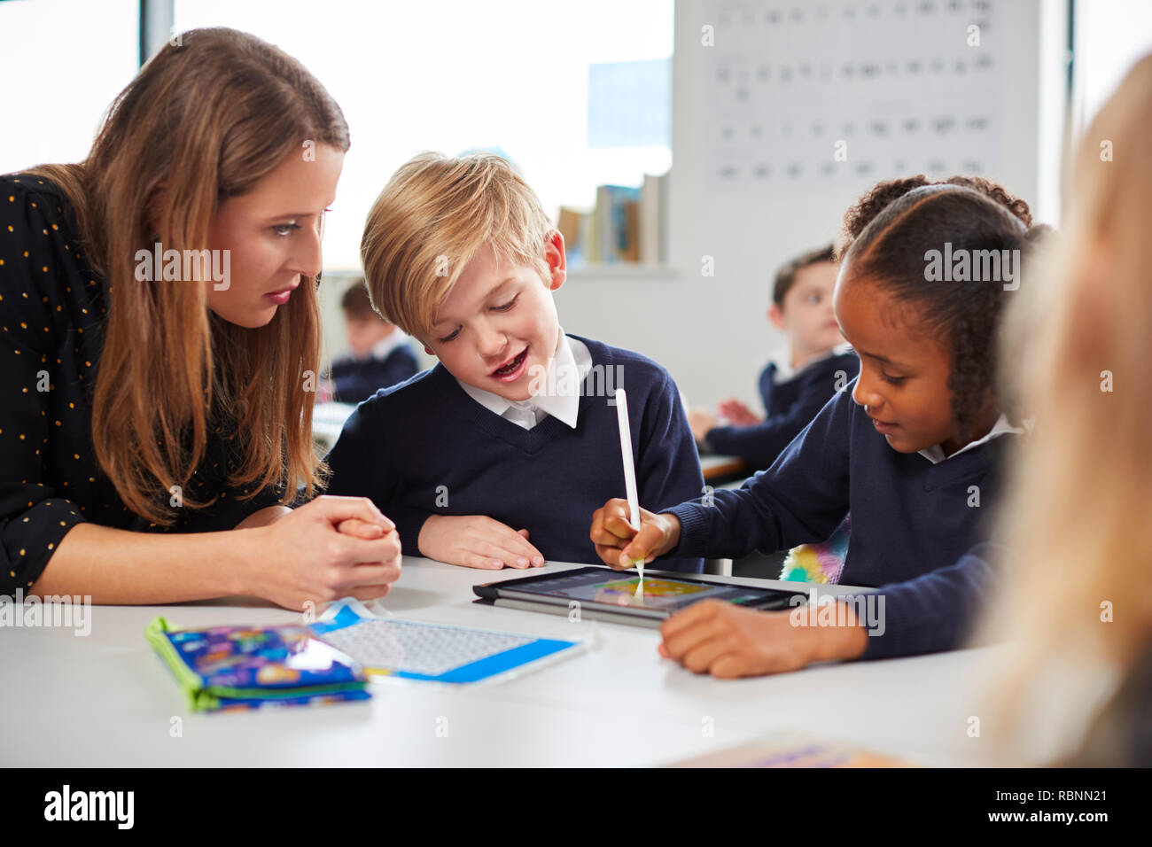 Kids Working At School Desk