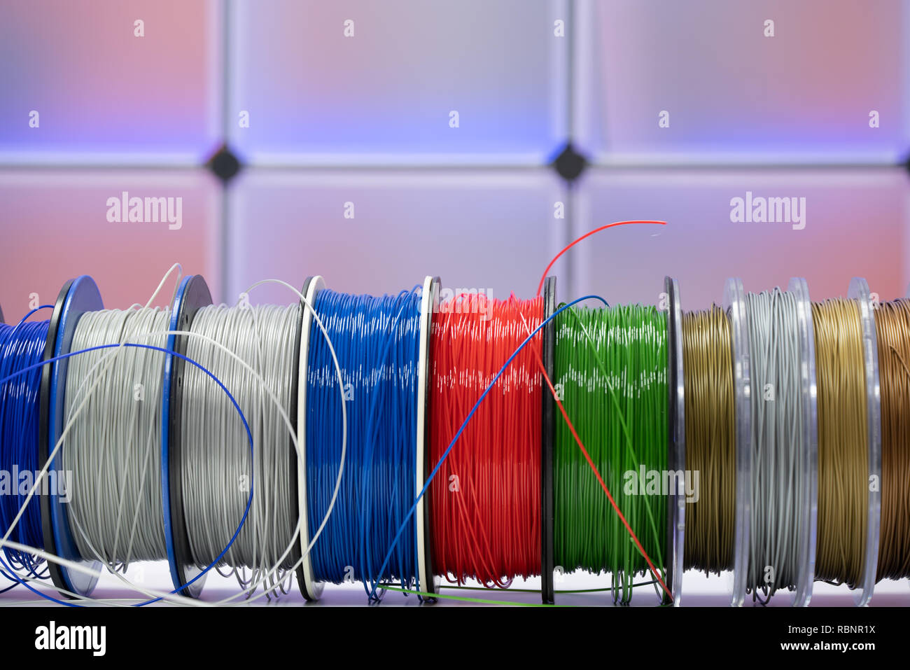 Spools of plastic filaments for 3D Printer Stock Photo - Alamy