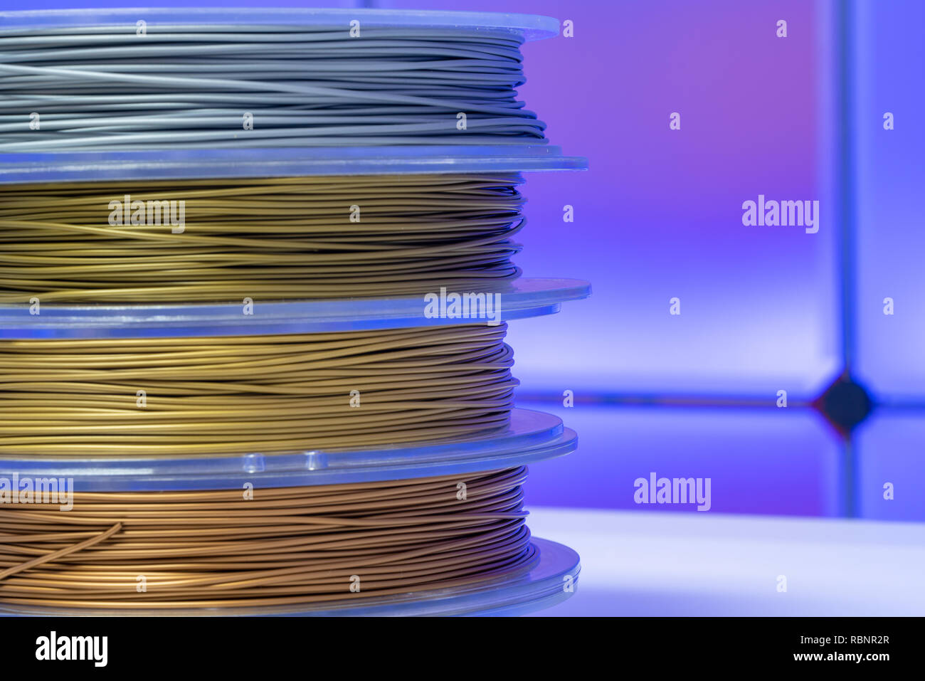 Spools of metallic PLA plastic filaments for 3D Printer Stock Photo - Alamy