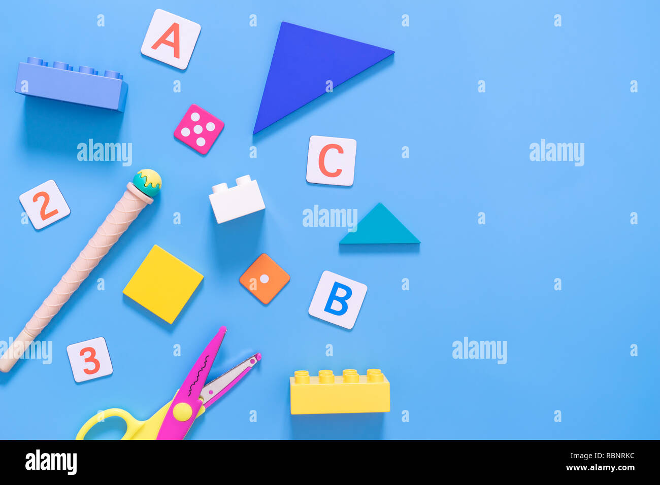 Kid Educational toy and stationary for school concept Stock Photo - Alamy