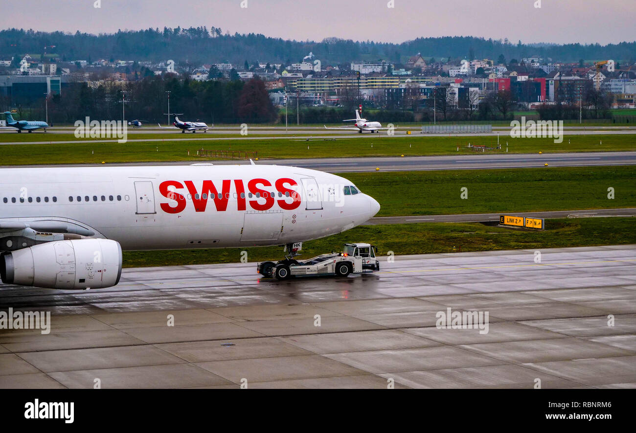 Swiss plane at Zürich airport, Switzerland Stock Photo - Alamy