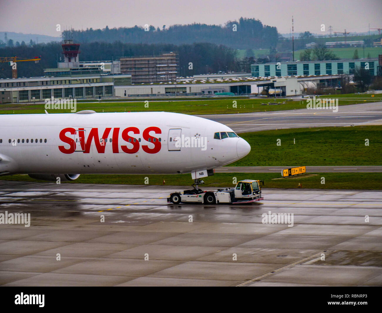 Swiss plane at Zürich airport, Switzerland Stock Photo - Alamy