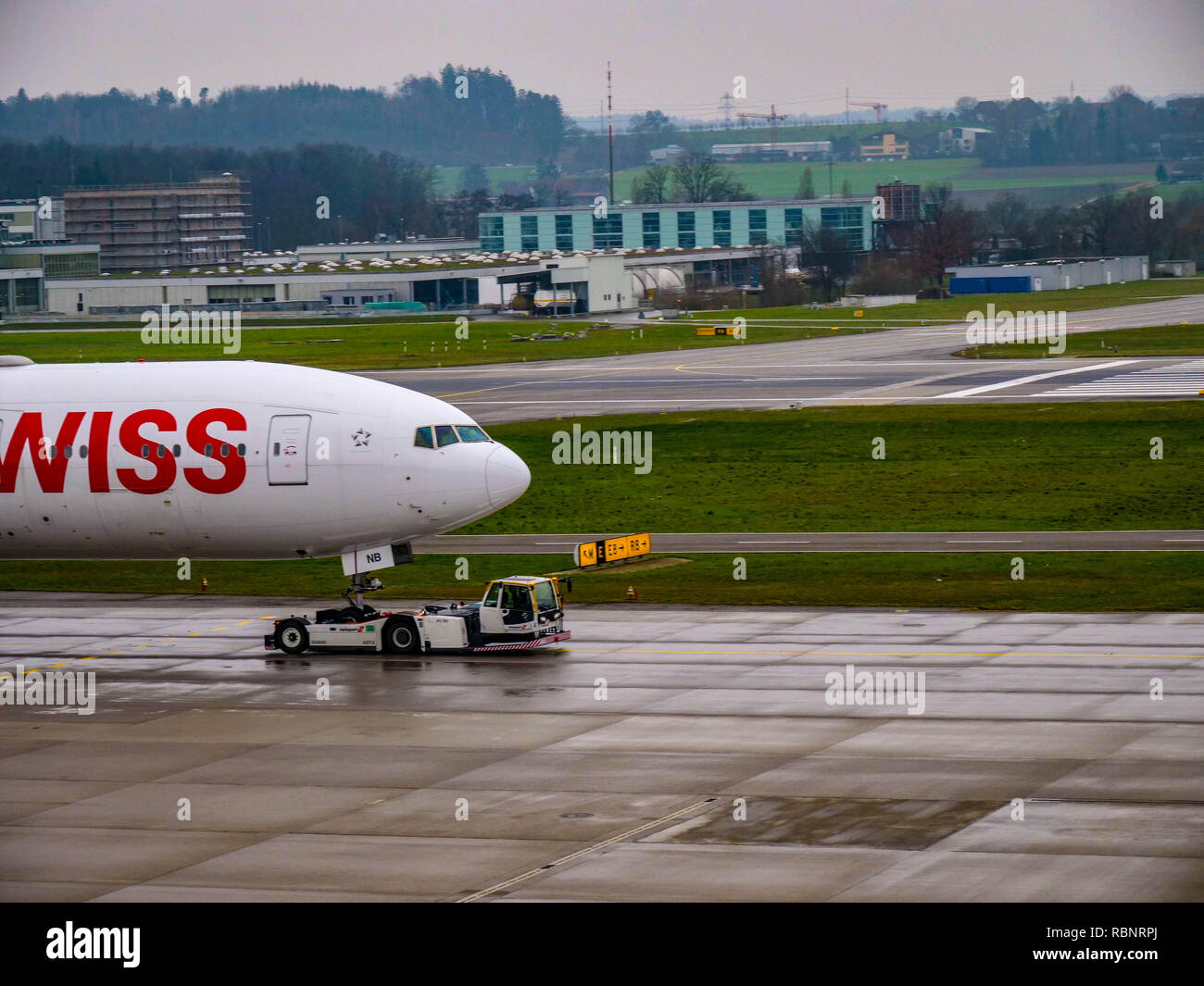 Swiss plane at Zürich airport, Switzerland Stock Photo - Alamy
