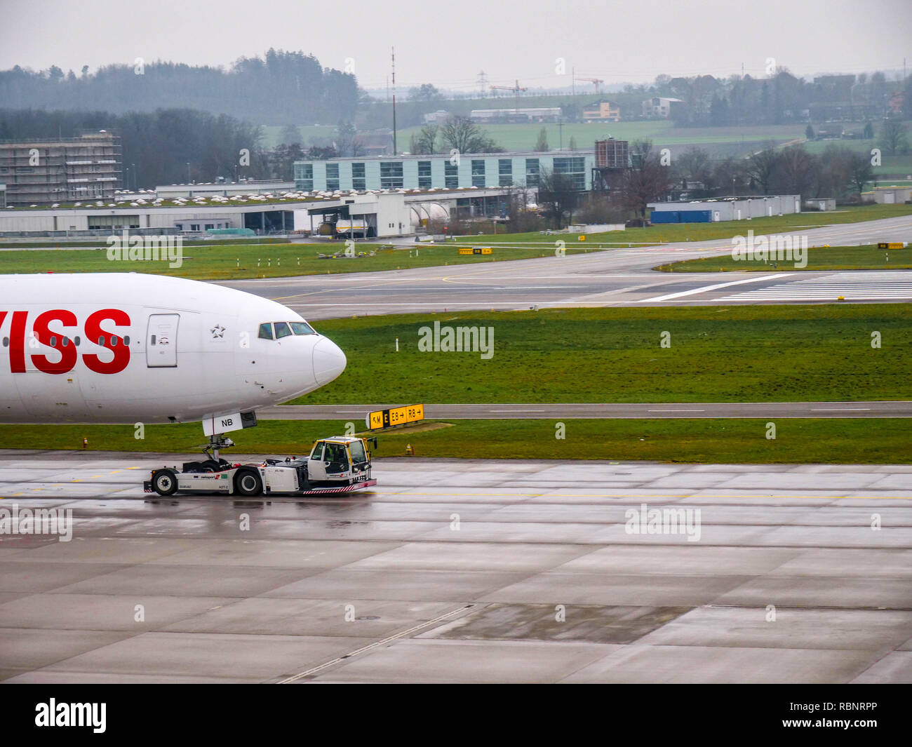 Swiss plane at Zürich airport, Switzerland Stock Photo - Alamy