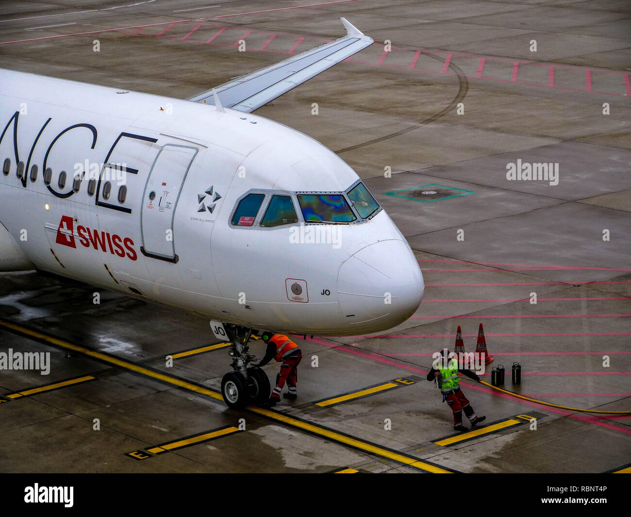 Swiss plane at Zürich airport, Switzerland Stock Photo - Alamy