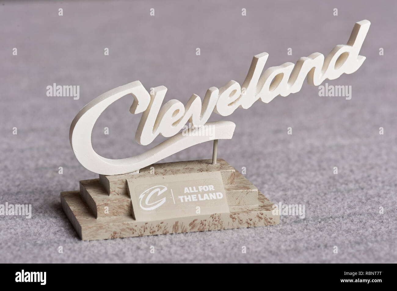 Small decorative ornament of Cleveland, Ohio script art displayed ...