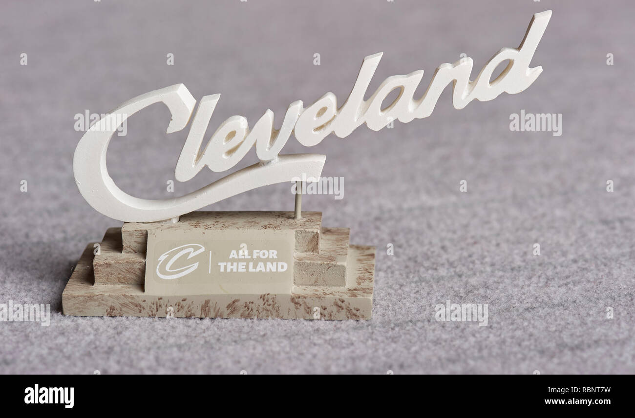 Small decorative ornament of Cleveland, Ohio script art displayed ...