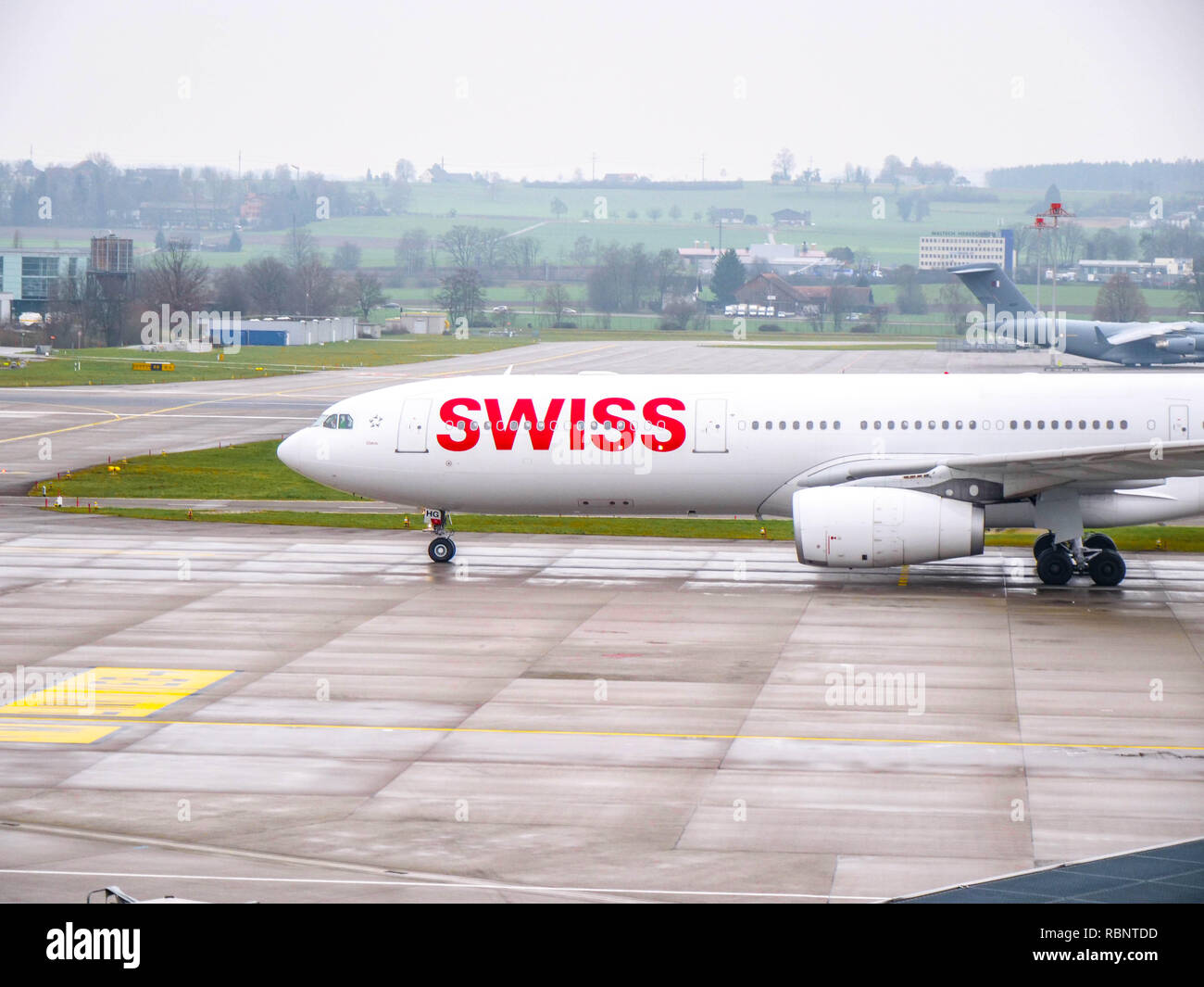 Swiss plane at Zürich airport, Switzerland Stock Photo - Alamy