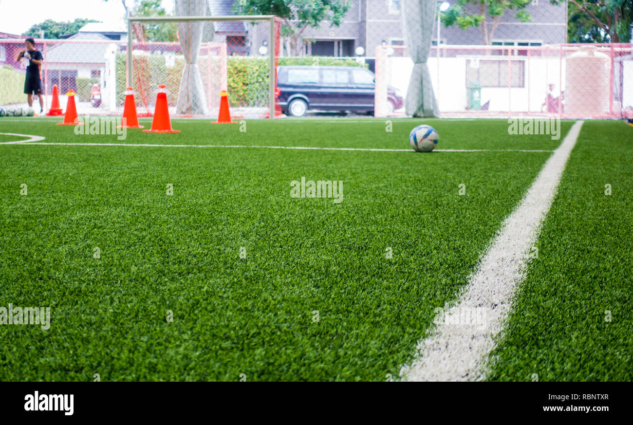 Indoor soccer training field blur abstract for background Stock Photo ...