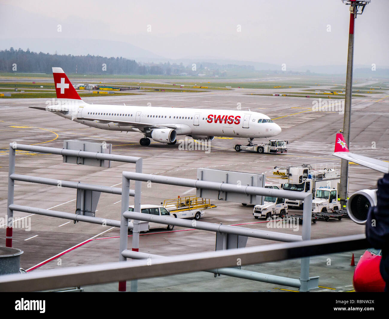 Swiss plane at Zürich airport, Switzerland Stock Photo - Alamy