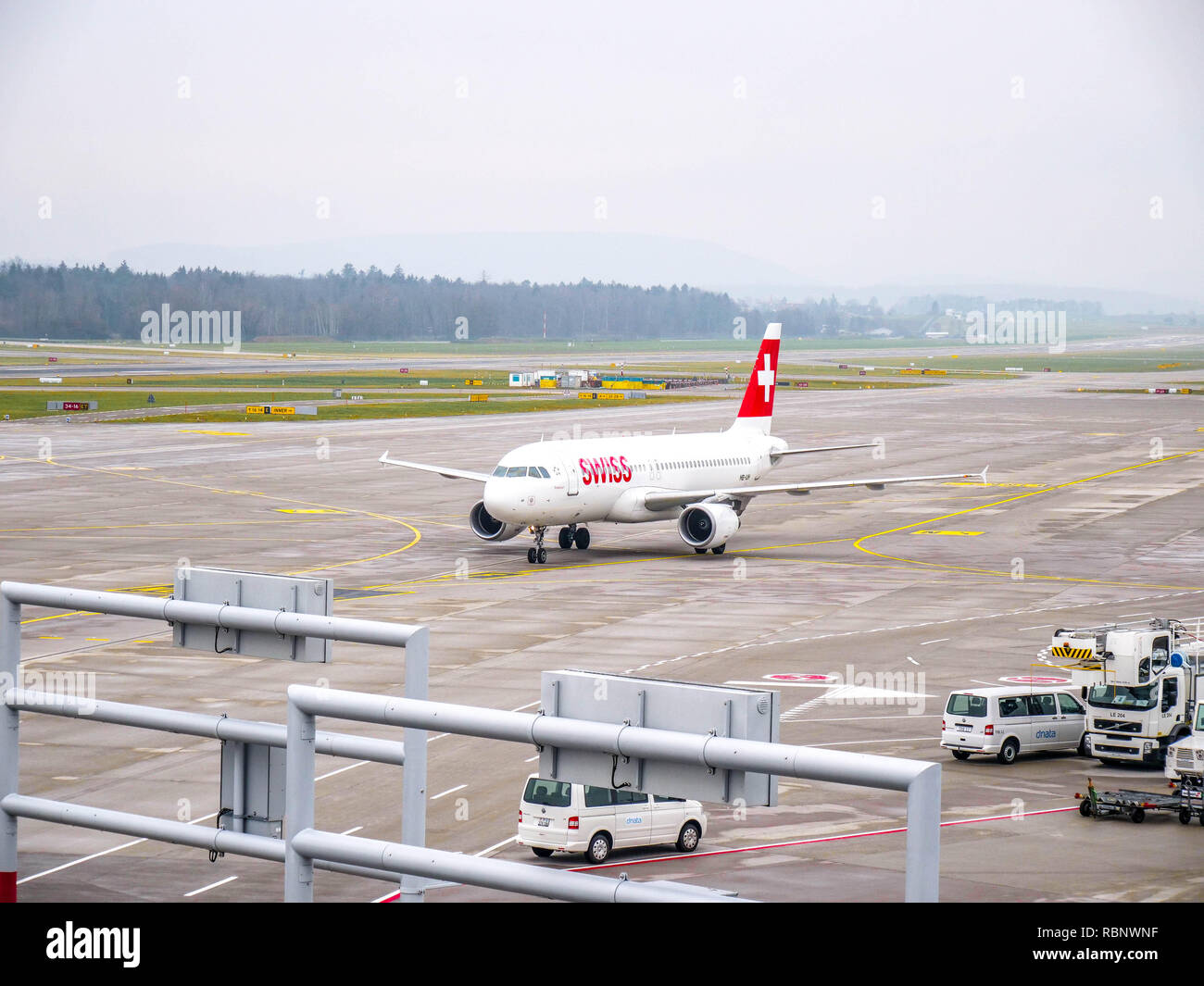 Swiss plane at Zürich airport, Switzerland Stock Photo - Alamy