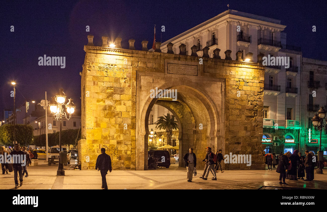 Bab Bhar, Porte de France, entrance to the Medina of Tunis in the ...