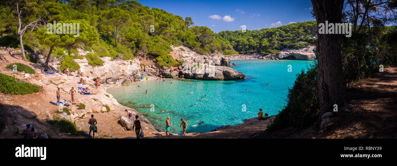 MINORCA-SEPTEMBER 21:unidentified people at beach in Cala Mitjana ...