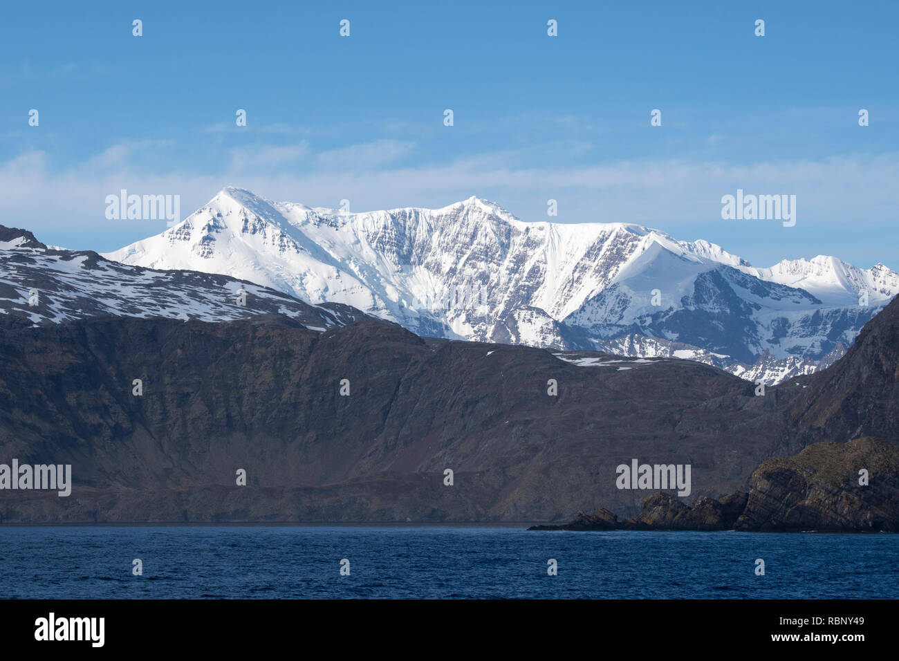 South Georgia. View of South Georgia's highest peak, Mount Paget, from ...