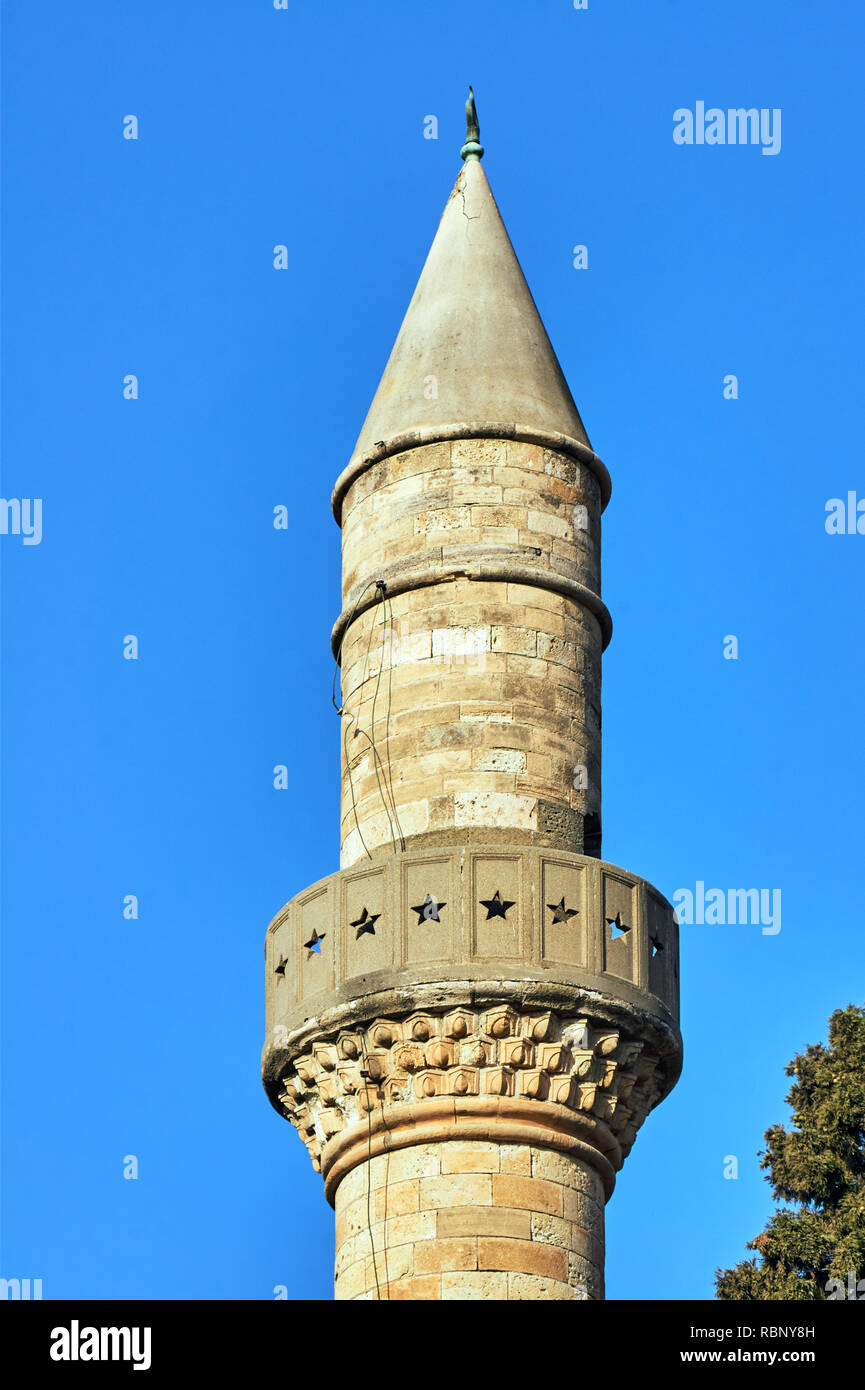 Turkish minaret in city of Kos in Greece Stock Photo - Alamy