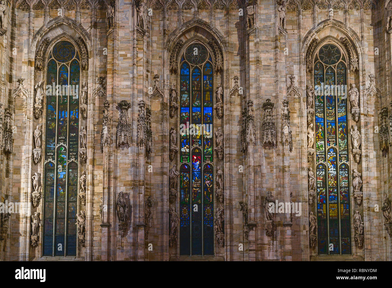 The Duomo windows illuminated Stock Photo - Alamy