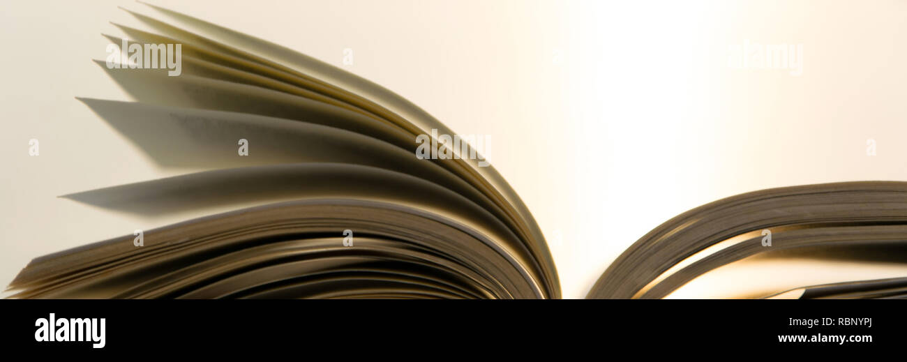 Open book with bright light on background, space for text Stock Photo ...