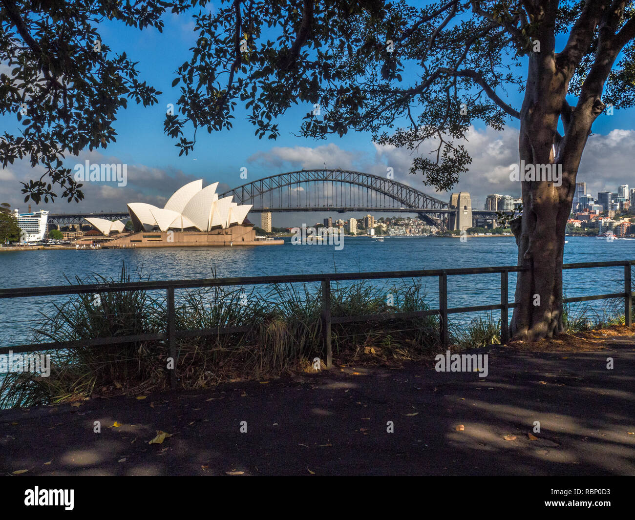 Sydney Harbour Bridge and Opera House from Mrs. Macquarie's Chair Stock ...