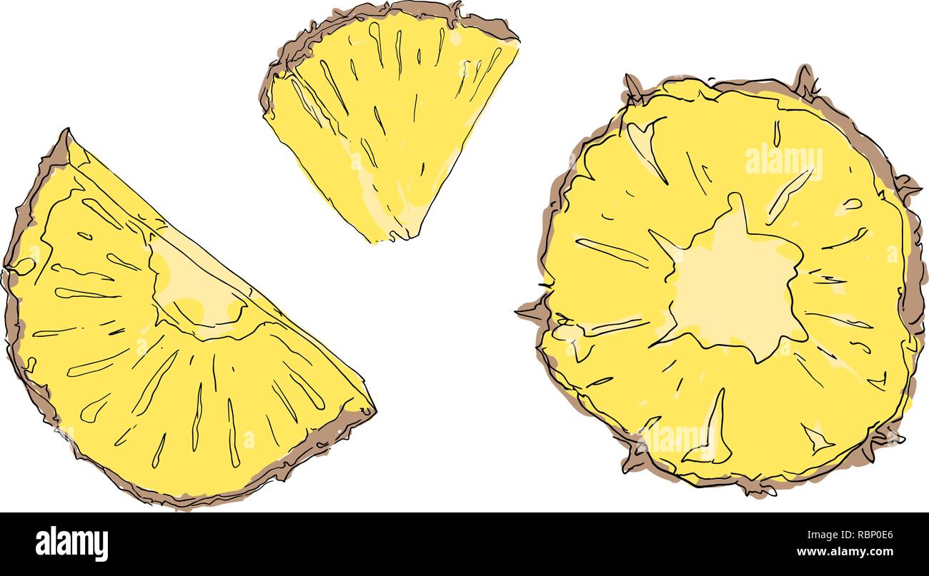 Sliced pineapple isolated on white background. Top view. Flat lay ...