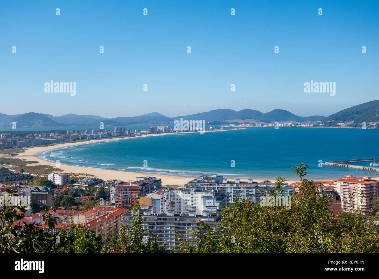 Sand beach in Laredo, in the northern coast of Cantabric sea, Spain ...