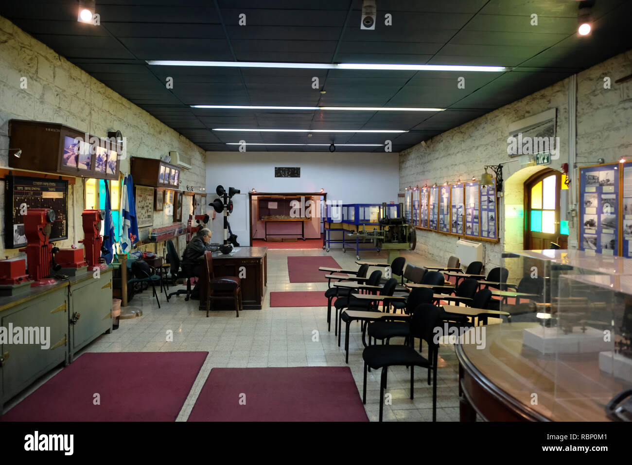 Interior of the Israel Railway Museum which features the railway ...