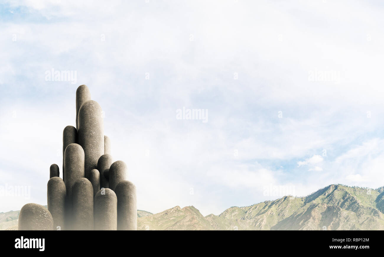 Multiple stone columns with breathtaking landscape Stock Photo - Alamy