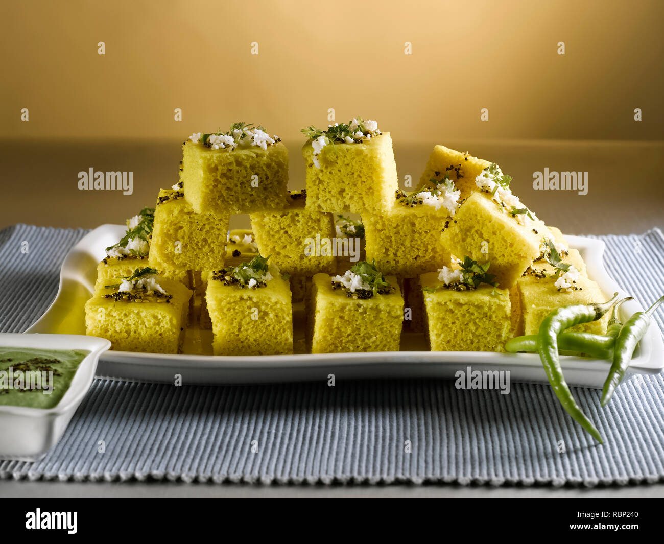 Indian snack khaman dhokla, India, Asia Stock Photo - Alamy