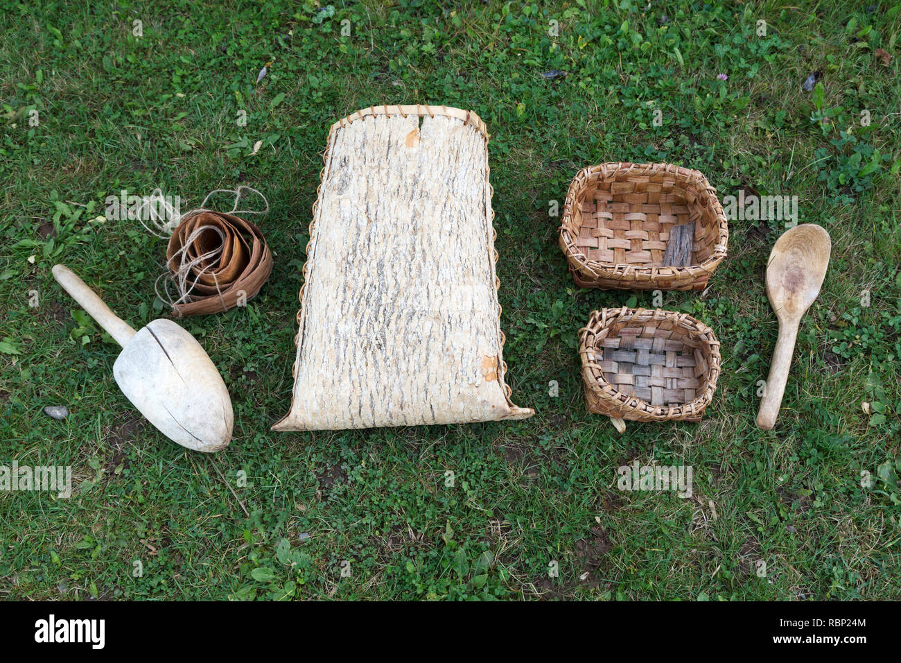 Traditionally created First Nations' implements at the Micmac ...