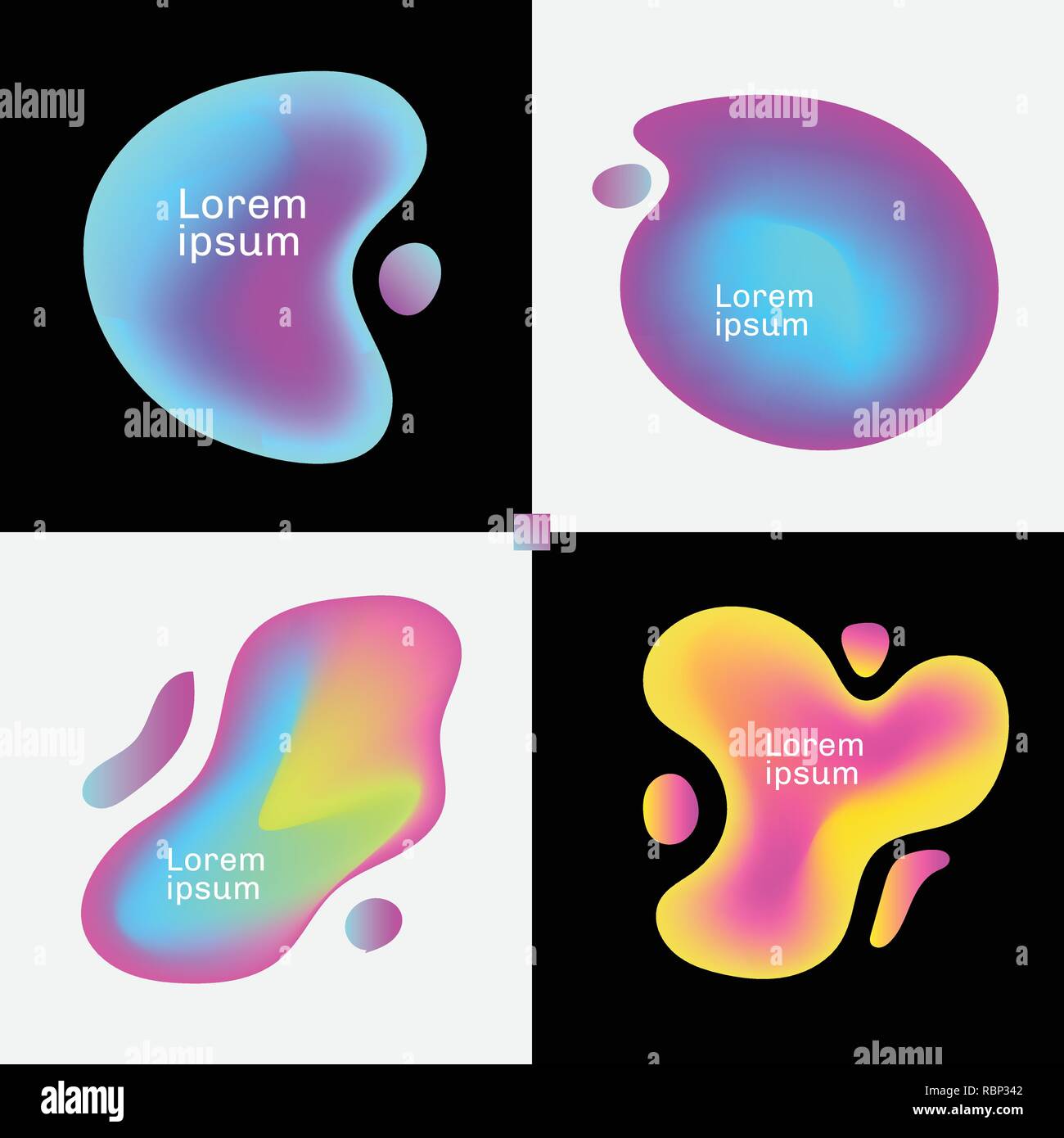 Set of vivid fluids compositions banners background. colorful liquid shape made of different ...
