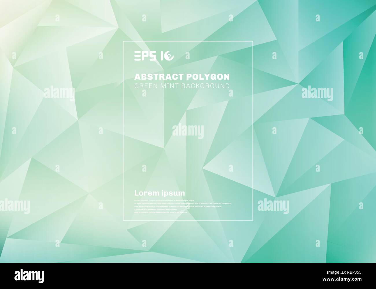 Abstract low polygon or triangles pattern on blue green mint background ...