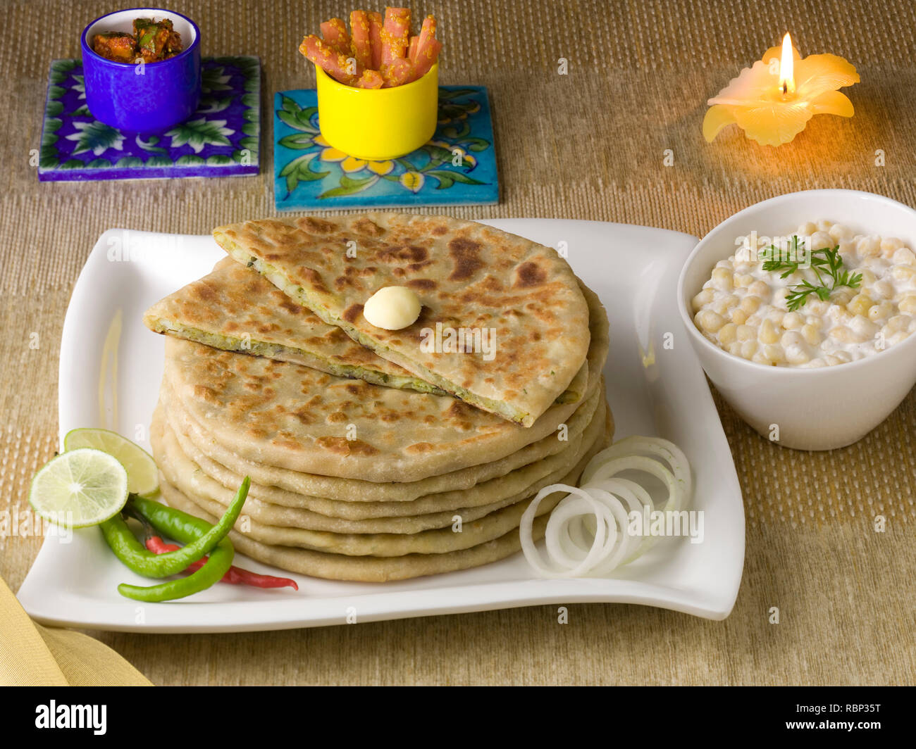 Indian food paratha with raita, India, Asia Stock Photo - Alamy