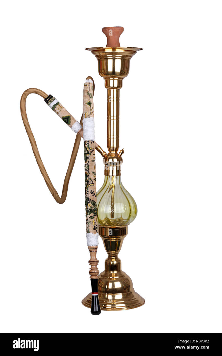 Tall hookah glass with a silver body similar to a lighter and a bunch ...