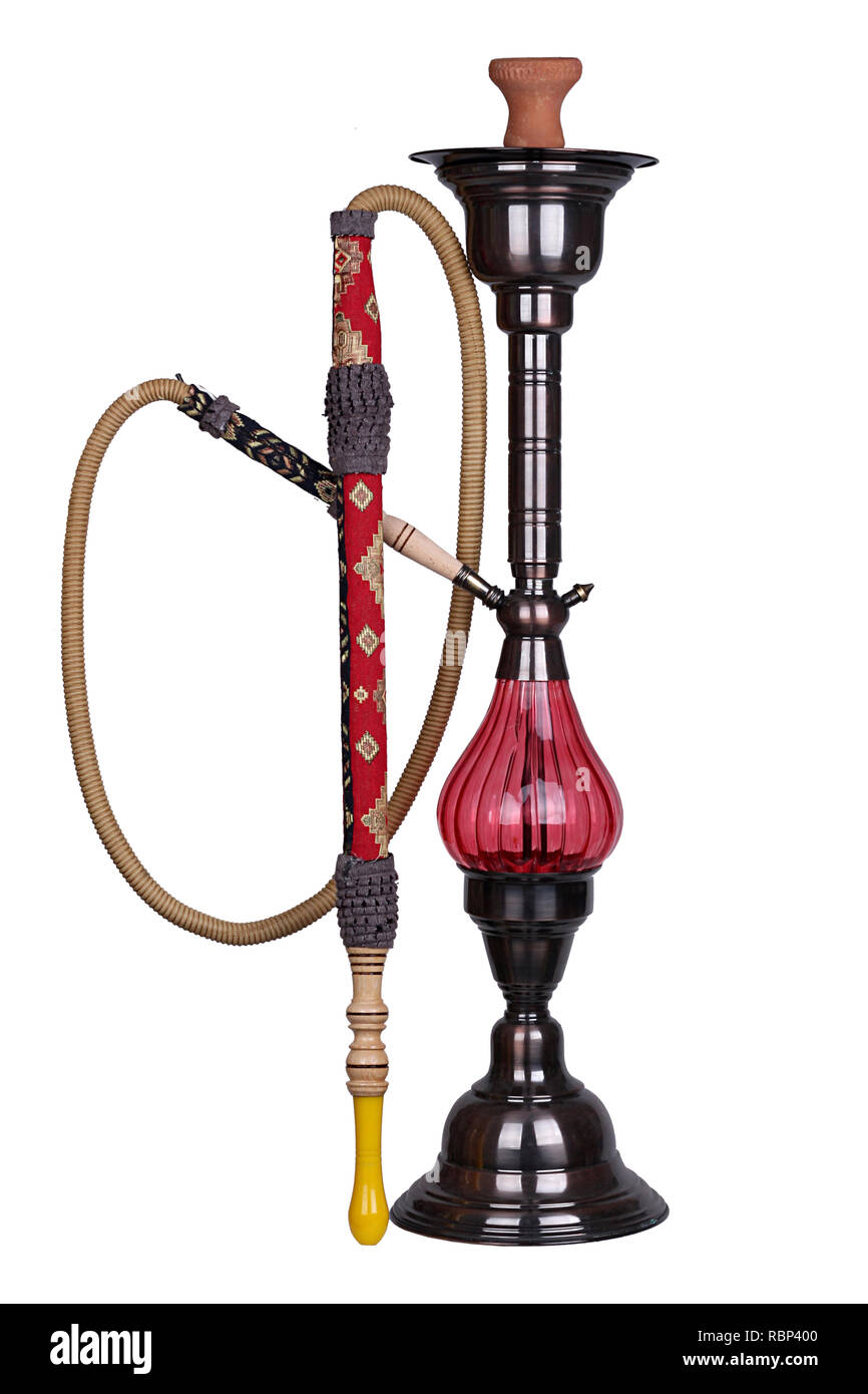 Tall hookah glass is similar to the lamp with a red hose Stock Photo ...