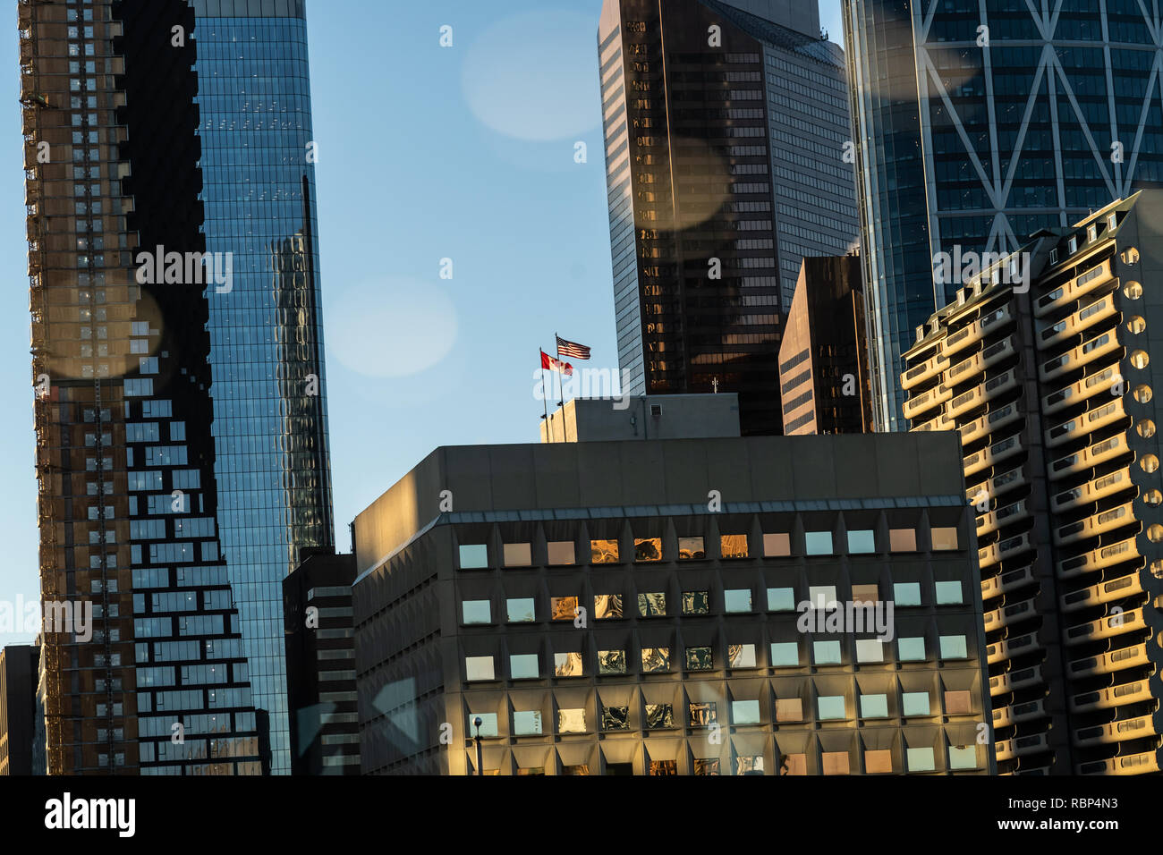 Canada alberta calgary calgary tower canada flags hi-res stock ...