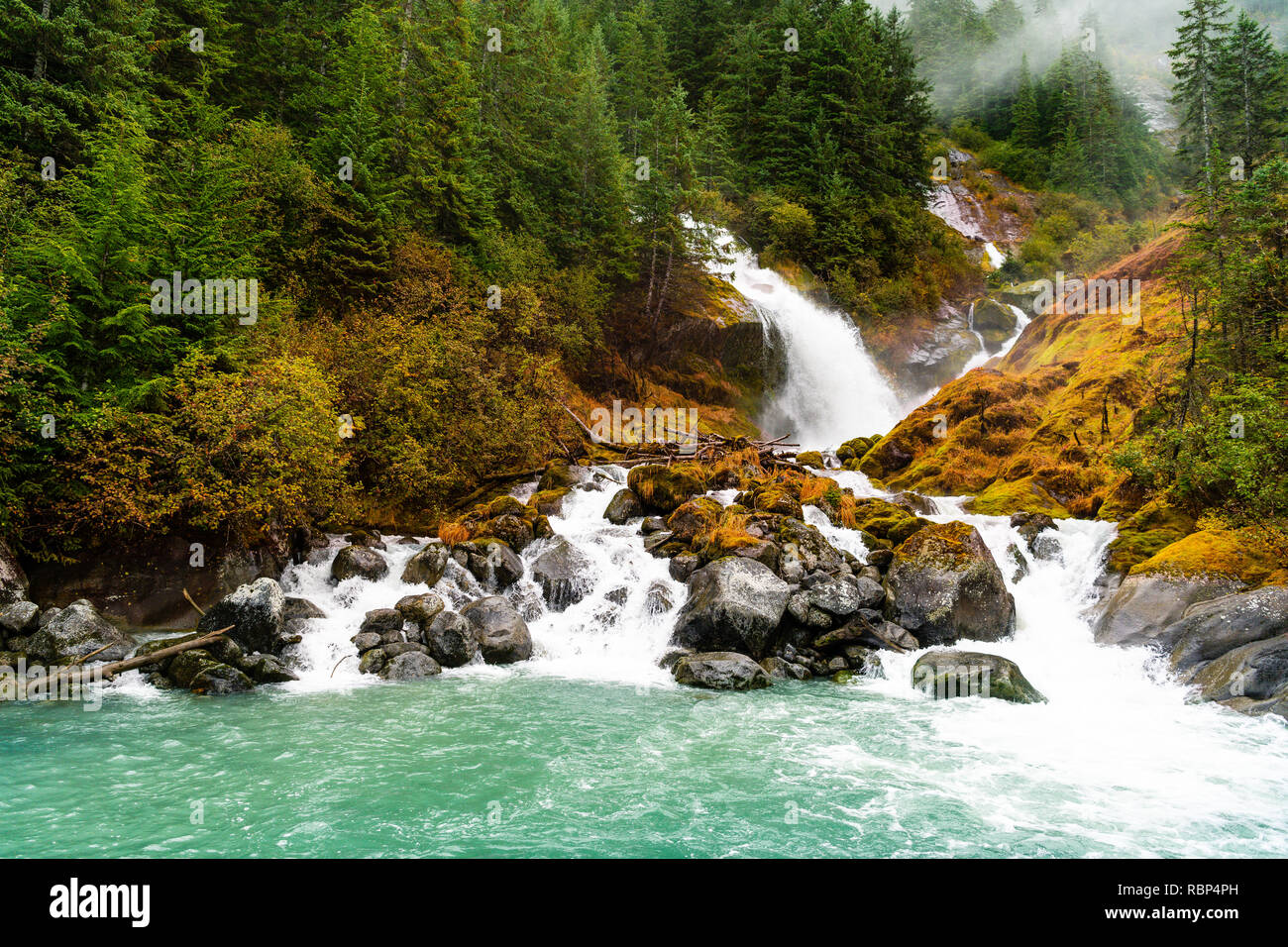 A view of the Chitistone Canyon waterfall at its base Stock Photo - Alamy
