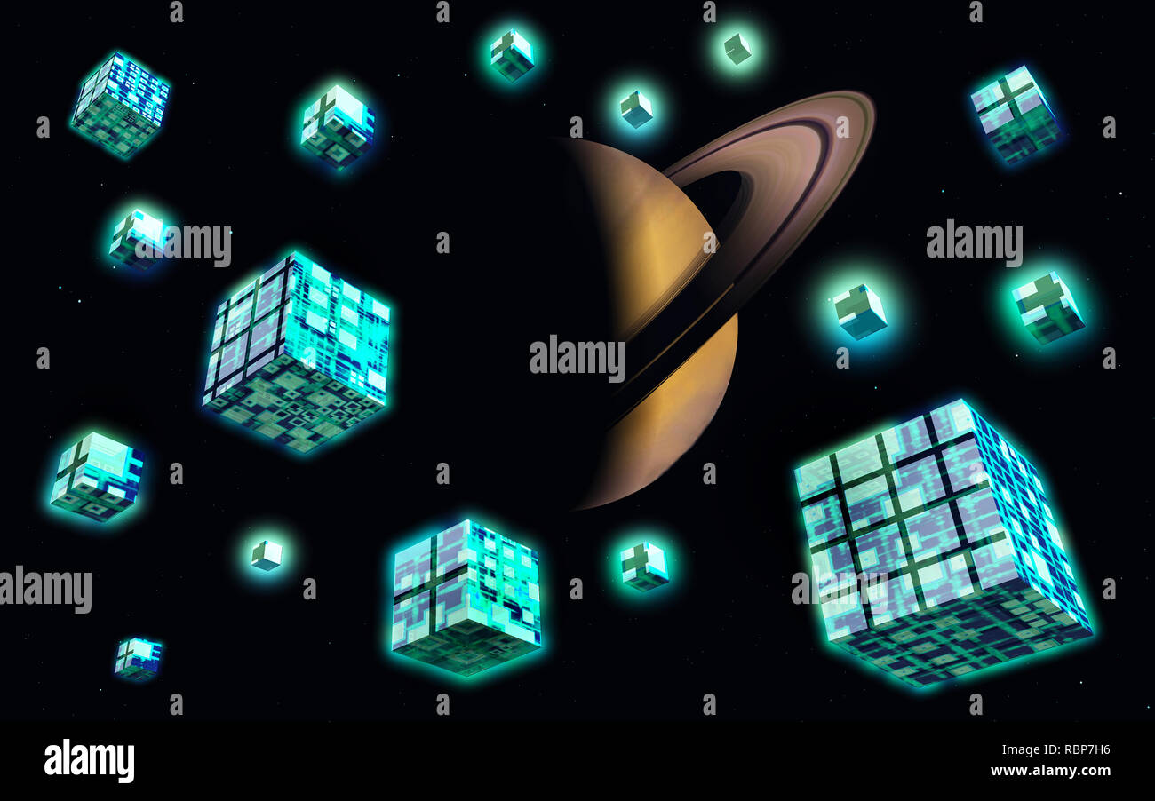 Saturn Moon Matrix Stock Photo - Alamy