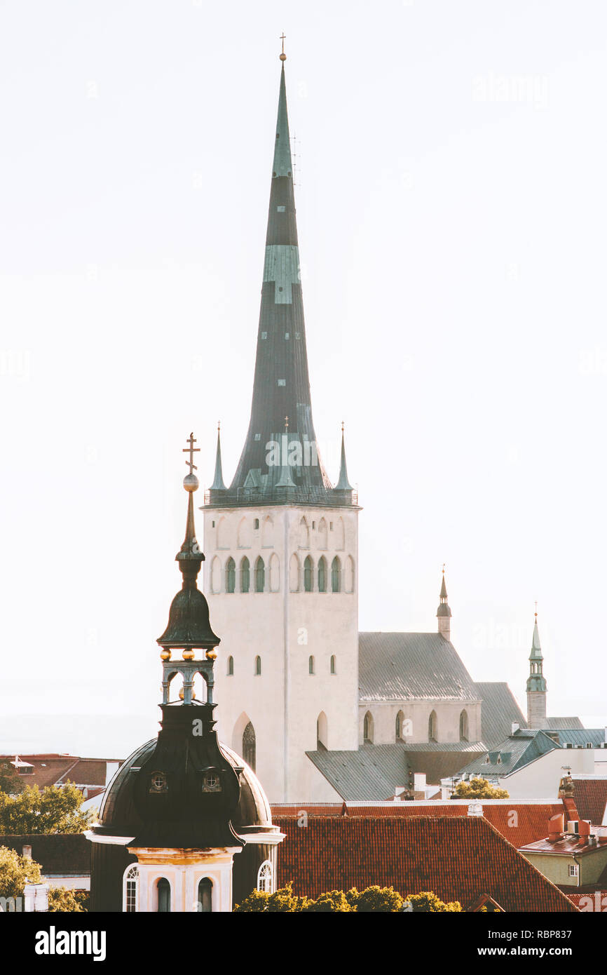 Tallinn Old Town view St Olaf's Church (Oleviste kirik) landmarks in ...