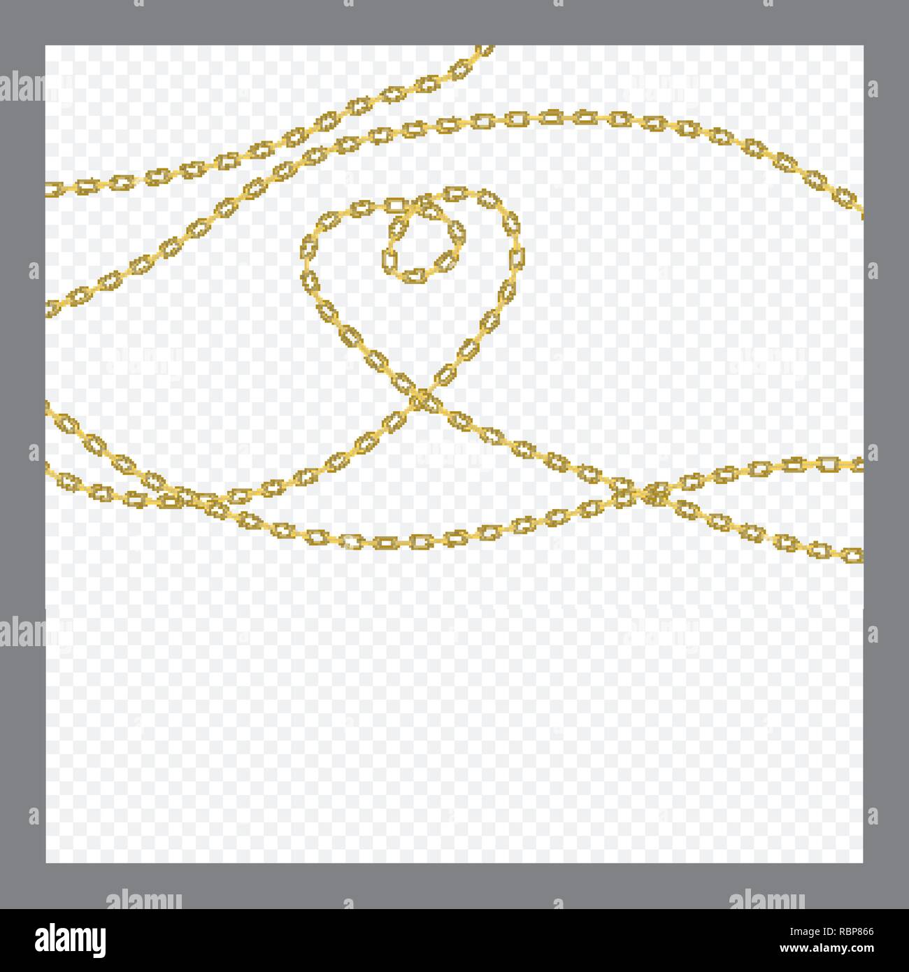 Abstract Golden or Bronze Color Chain Decorative element. Vector ...
