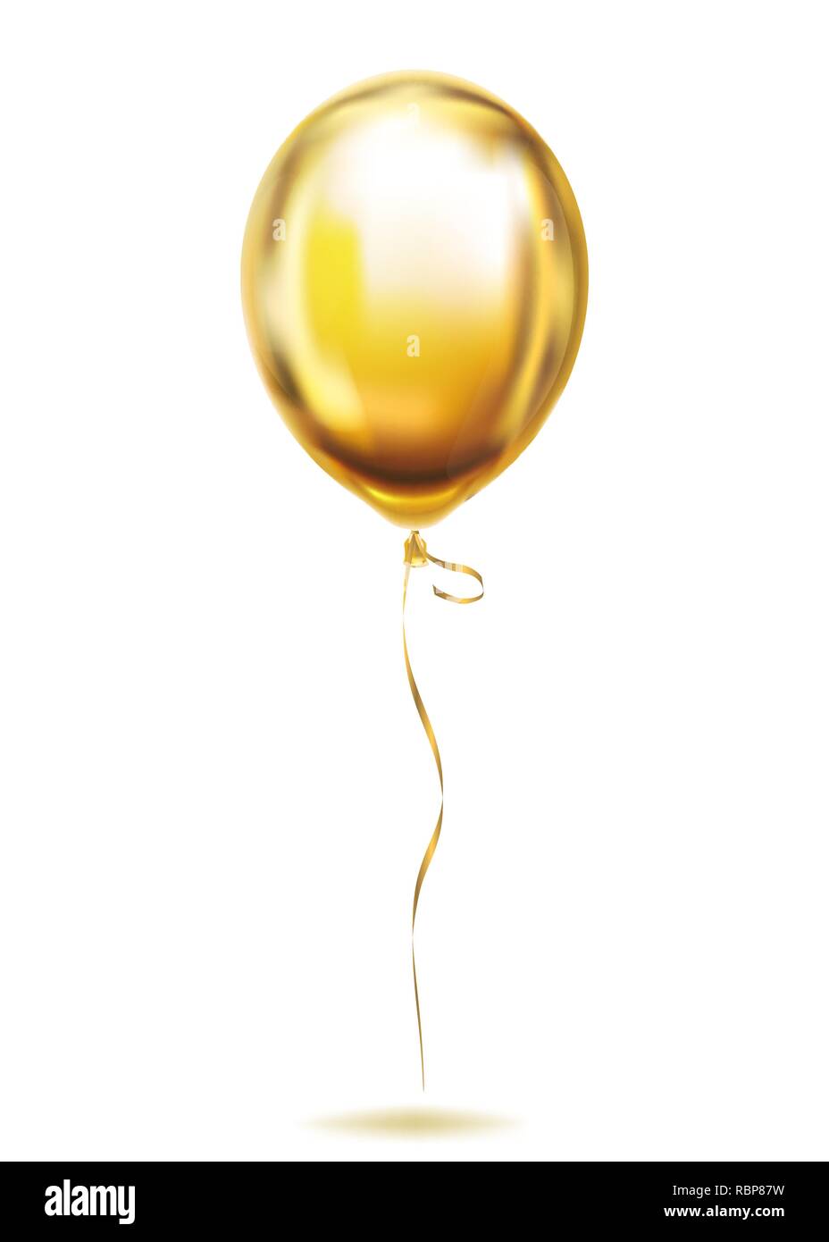 Gold Foil Simple Balloon, golden sphere. Image birthday celebration ...