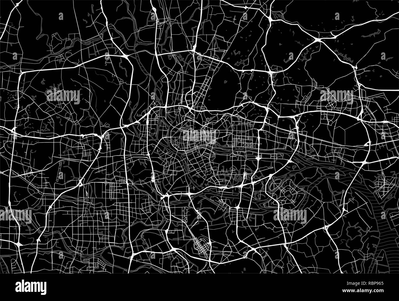Dark area map of Guangzhou, China. This artmap of Guangzhou contains ...