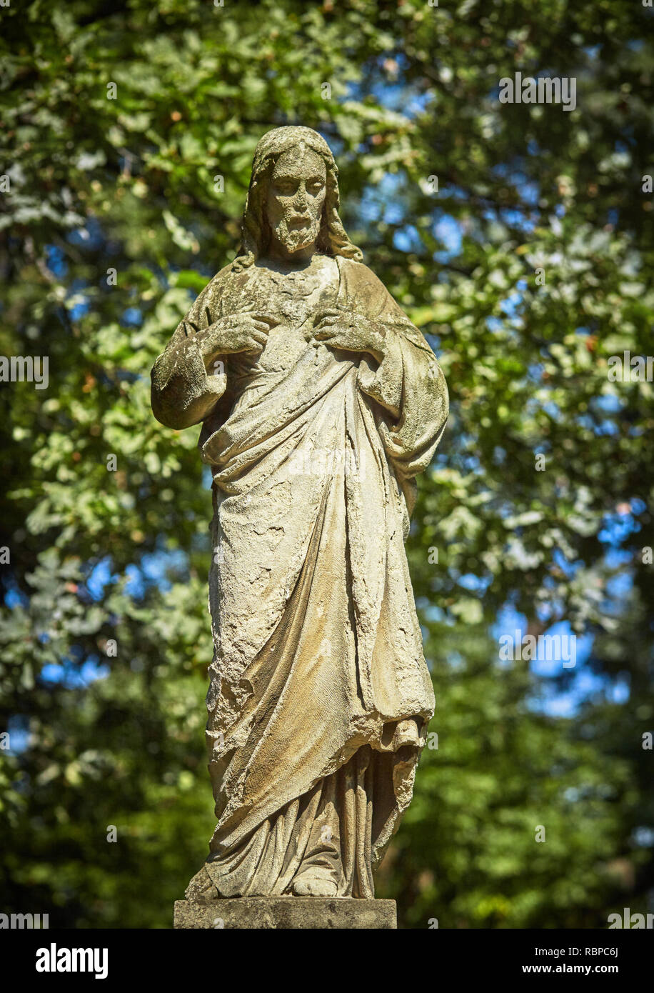 Antique statue of suffering of Jesus Christ. Religion, faith ...