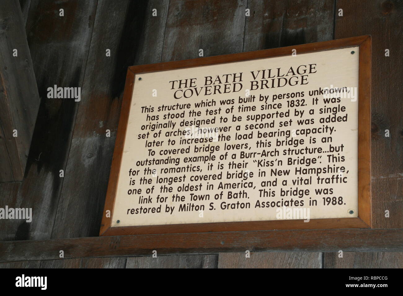 Bath Village Covered Bridge, Bath, New Hampshire. Detail (close up) of ...