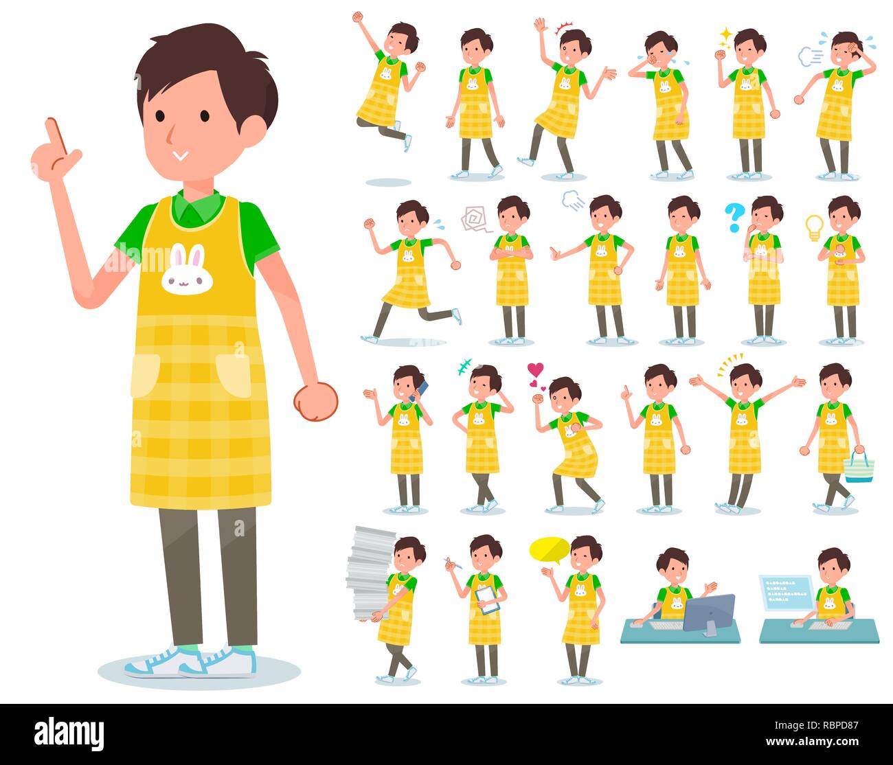 A set of Childminder man with who express various emotions.There are ...
