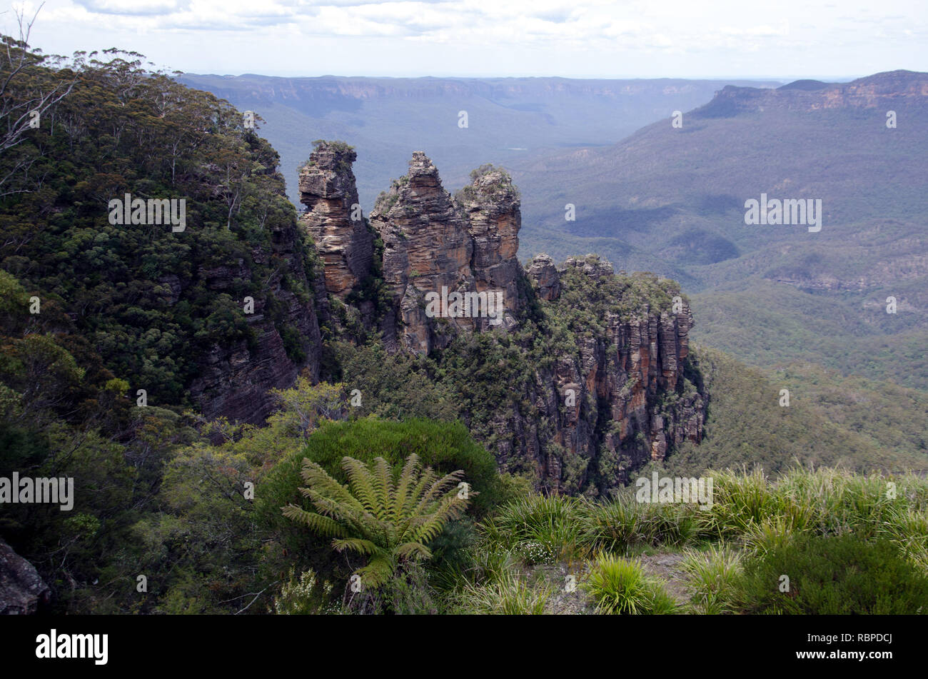 The so-called Three Sisters,.sandstone rocks that are a famous sight in ...
